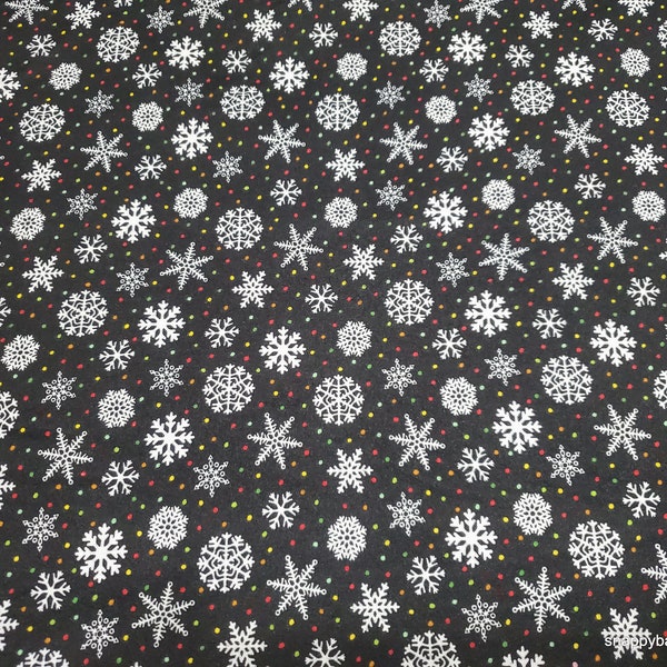 Black Snowflake Fabric - Etsy