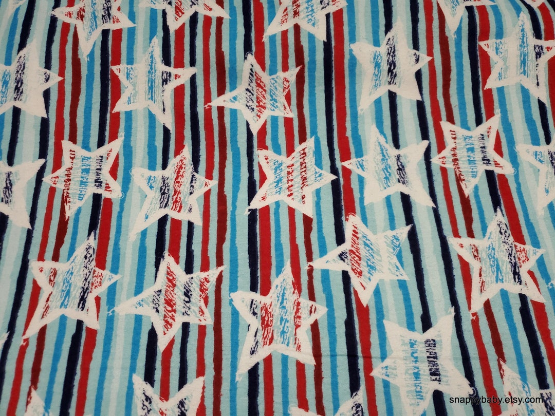 Flannel Fabric - Doodle Stars and Stripes - by the Yard - 100% Cotton ...