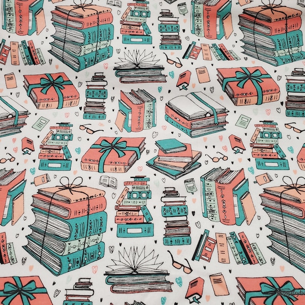 Library Book Fabric Rainbow Books Bookshelf by Inspirationz Librarian ...