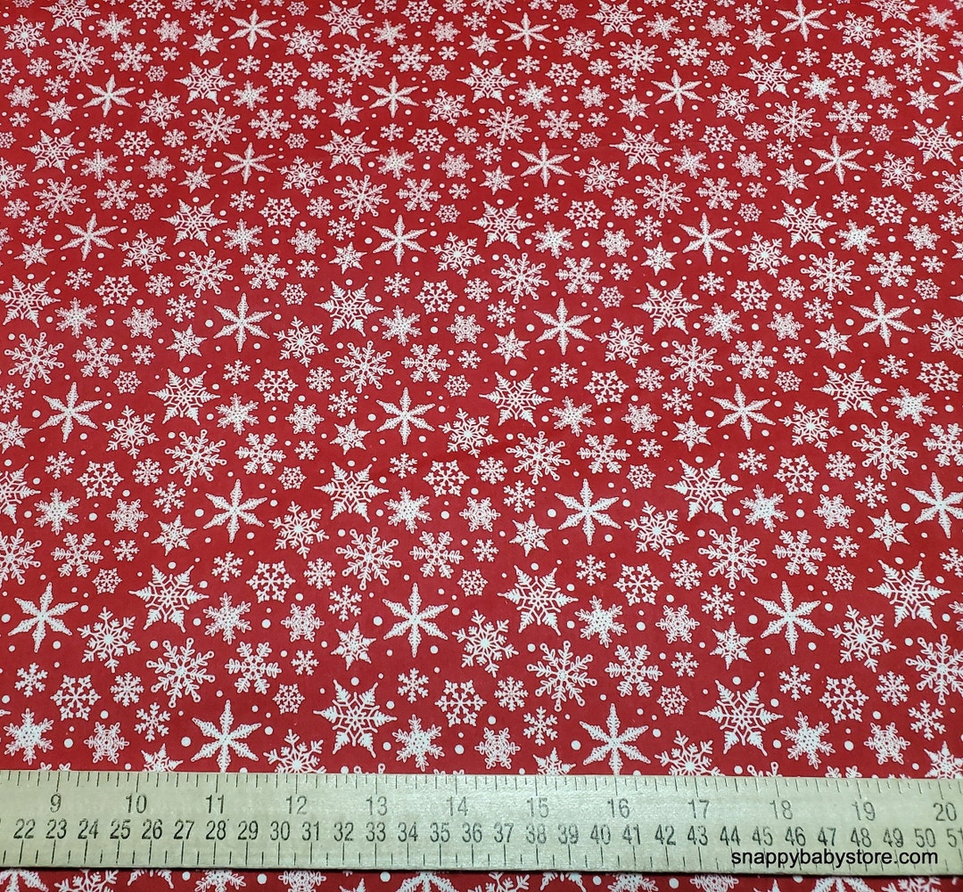 Christmas Flannel Fabric - Snowflakes Red - by the Yard - 100% Cotton ...