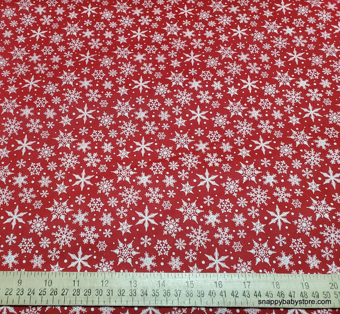 Christmas Flannel Fabric Snowflakes Red by the Yard 100% - Etsy