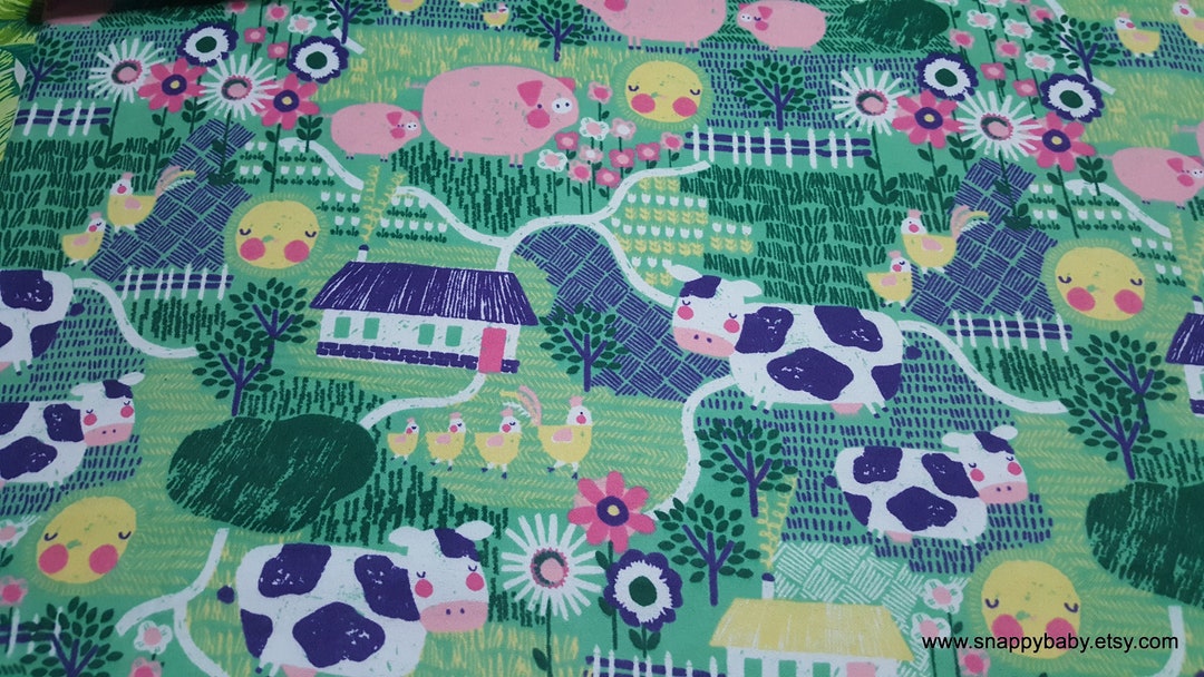 Flannel Fabric - Crops and Farm Animals - by the Yard - 100% Cotton ...