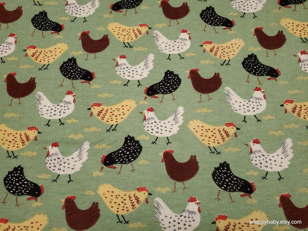 Flannel Fabric - Multi Chickens - by the Yard - 100% Cotton Flannel - Etsy