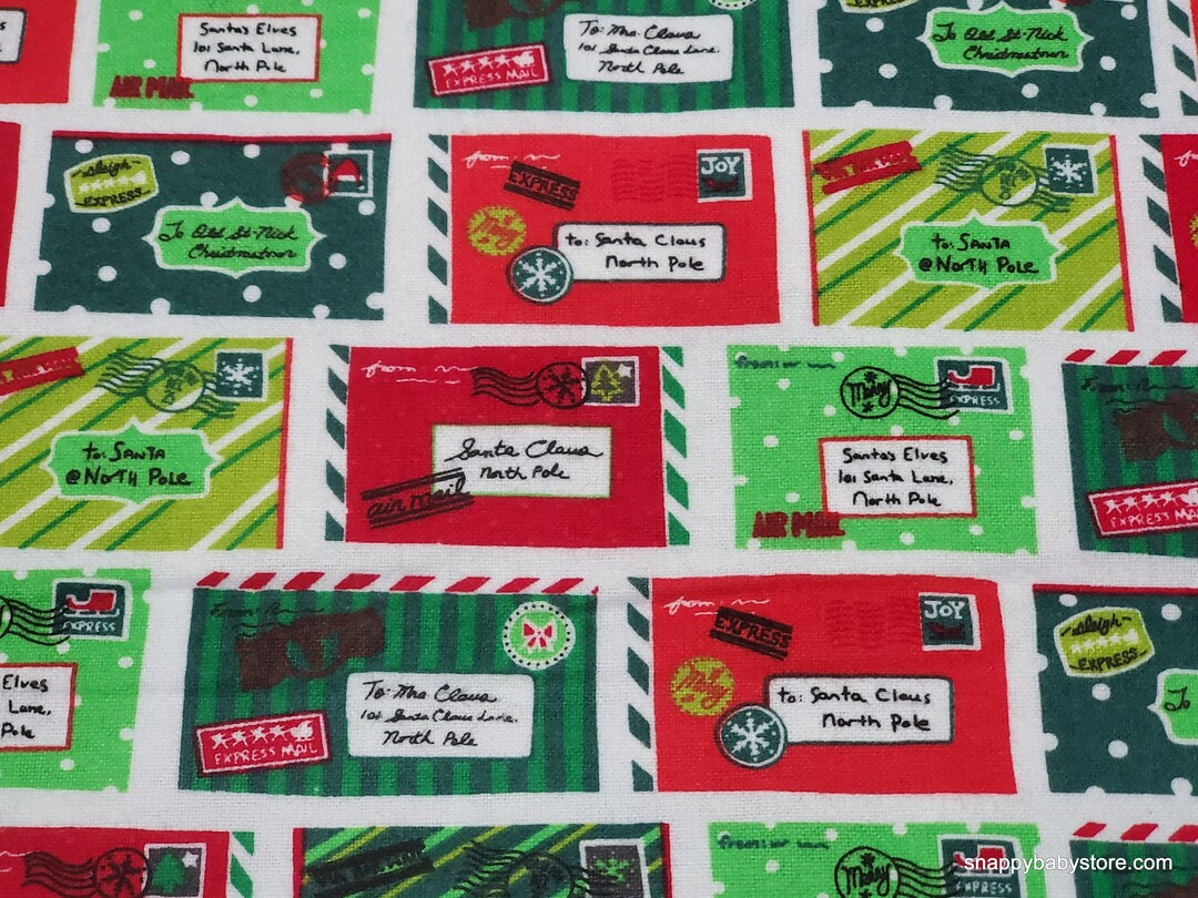 Christmas Flannel Fabric - North Pole Postcards - by the Yard - 100% ...