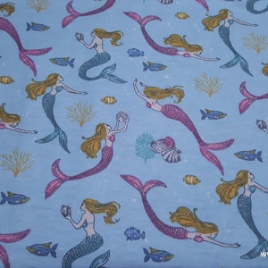 Flannel Fabric - Beautiful Mermaid - by the Yard - 100% Cotton Flannel ...