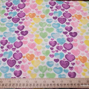 Flannel Fabric - Watercolor Hearts Pastel - by the Yard - 100% Cotton ...
