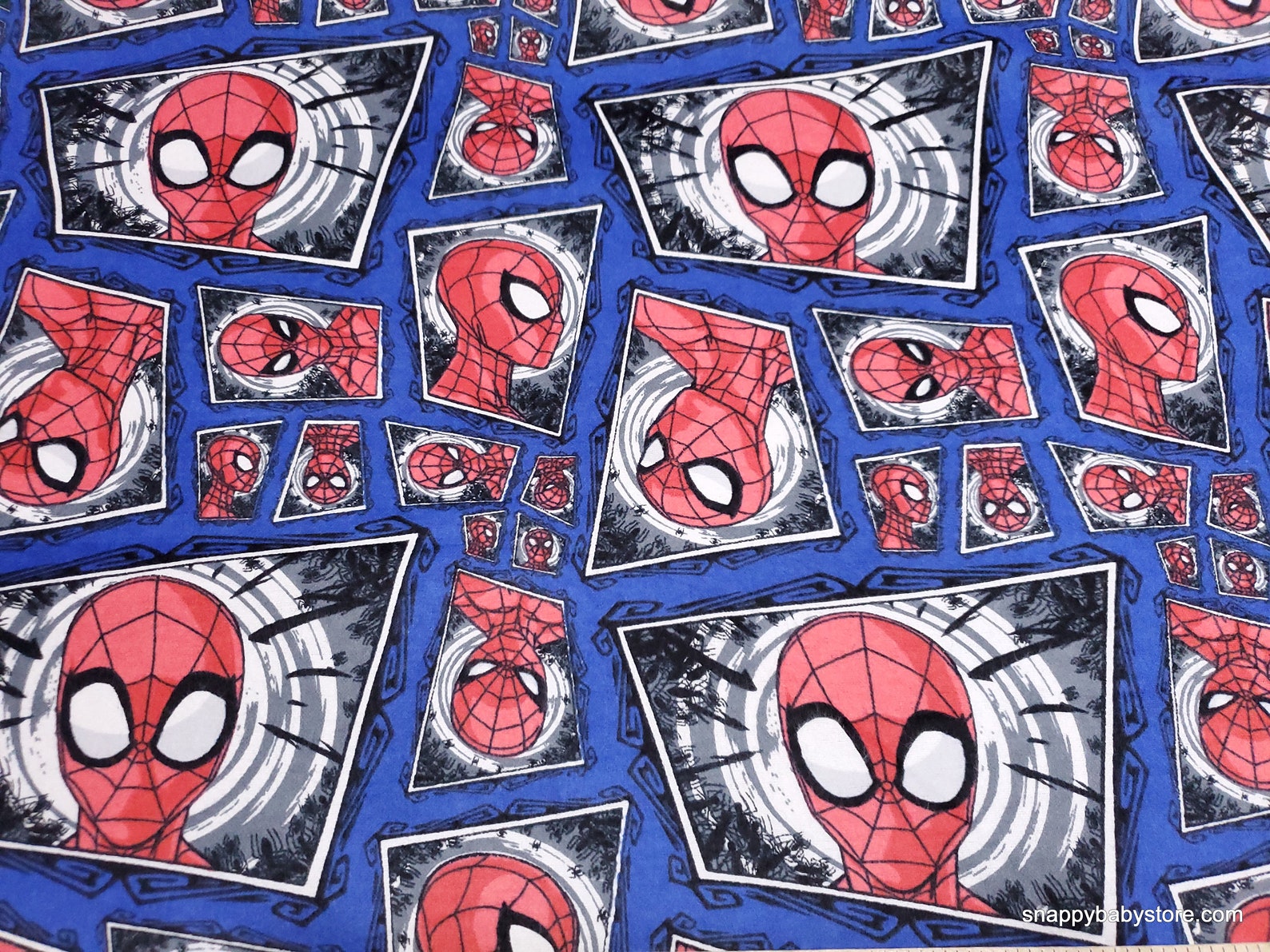 Character Flannel Fabric - Spiderman Comic Swirl - by the Yard - 100% ...