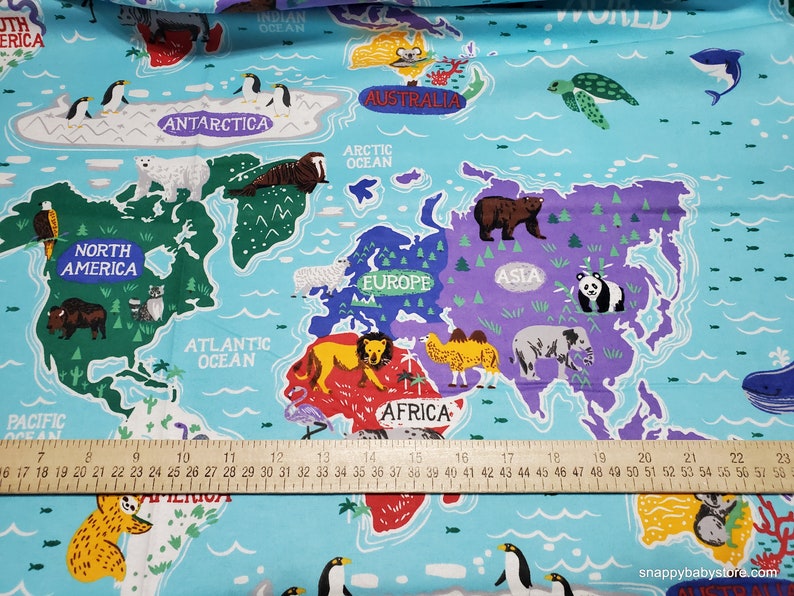 Flannel Fabric World Map Allover by the Yard 100% Cotton - Etsy