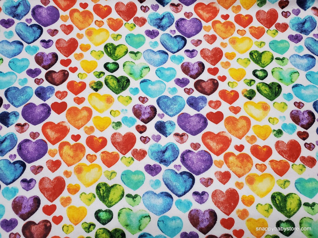 Flannel Fabric - Watercolor Hearts - by the Yard - 100% Cotton Flannel ...