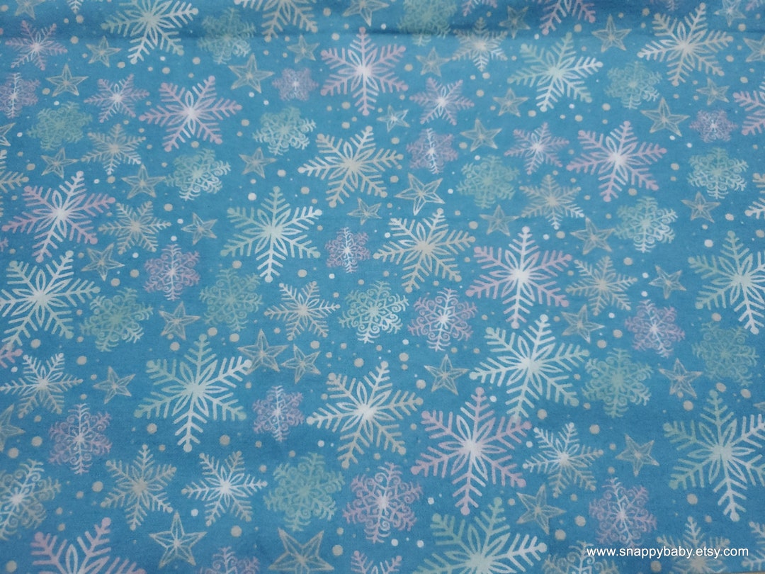 Christmas Flannel Fabric Snowflakes Blue Purple Teal by the Yard 100% ...