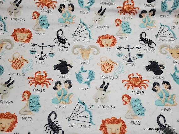 Flannel Fabric Zodiac Signs Cartoons by the Yard 100% - Etsy