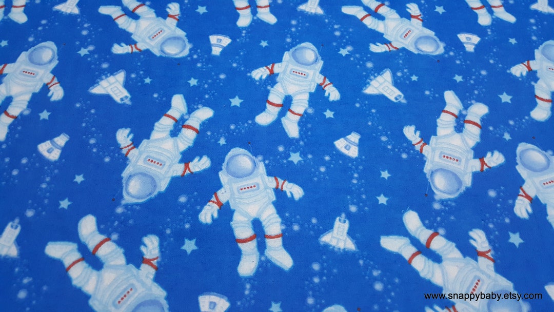 Flannel Fabric - Floating Astronauts on Blue - by the Yard - 100% ...
