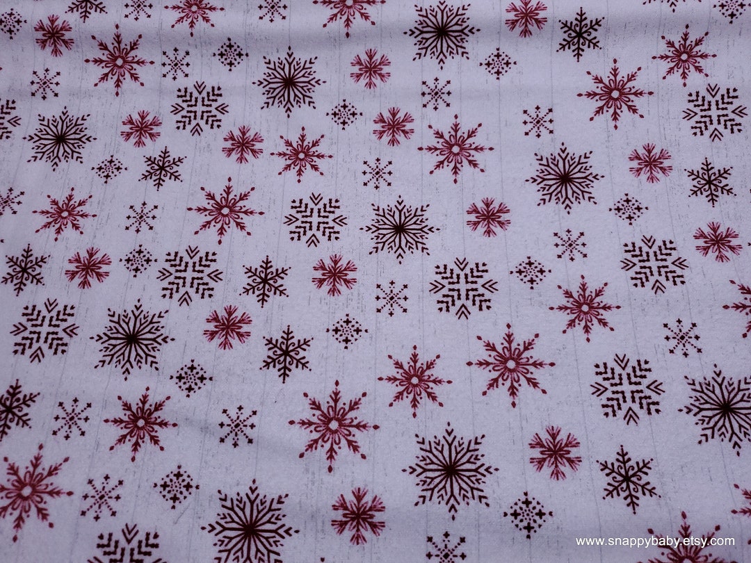 Christmas Flannel Fabric - Red Snowflakes - by the Yard - 100% Cotton ...