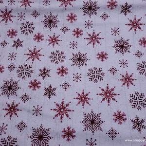 Christmas Flannel Fabric - Red Snowflakes - by the Yard - 100% Cotton ...