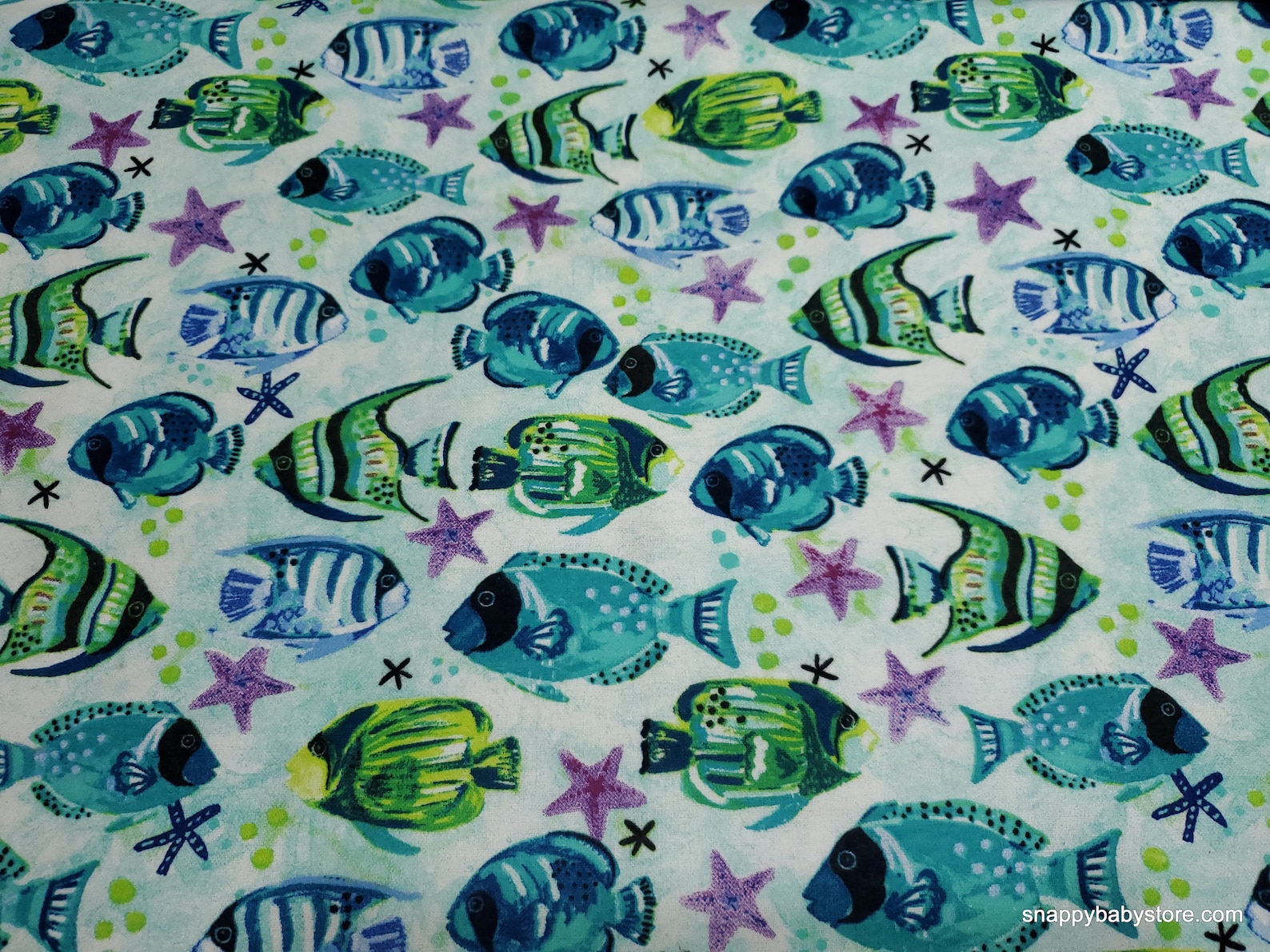 Flannel Fabric Bright Ocean Fish by the Yard 100% Cotton | Etsy