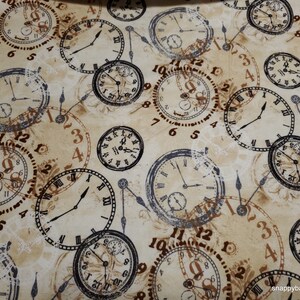 Premium Flannel Fabric - on Time Tan Time Pieces Premium Flannel - by ...