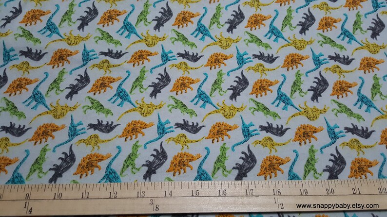 Flannel Fabric - Dinosaurs Tossed - by the Yard - 100% Cotton Flannel ...