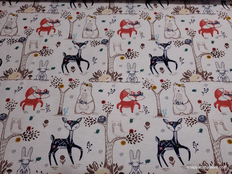 Flannel Fabric - Floral Wilderness Animals - by the Yard - 100% Cotton ...