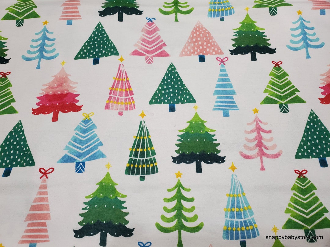 Christmas Flannel Fabric - Modern Christmas Trees -by the Yard - 100% ...