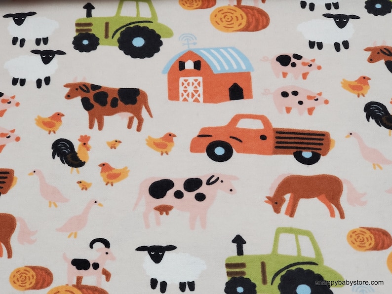 Flannel Fabric Farm Icons by the Yard 100% Cotton | Etsy