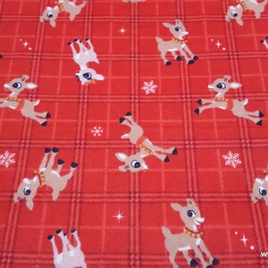 Character Christmas Flannel Fabric - Rudolph on Plaid - by the Yard ...