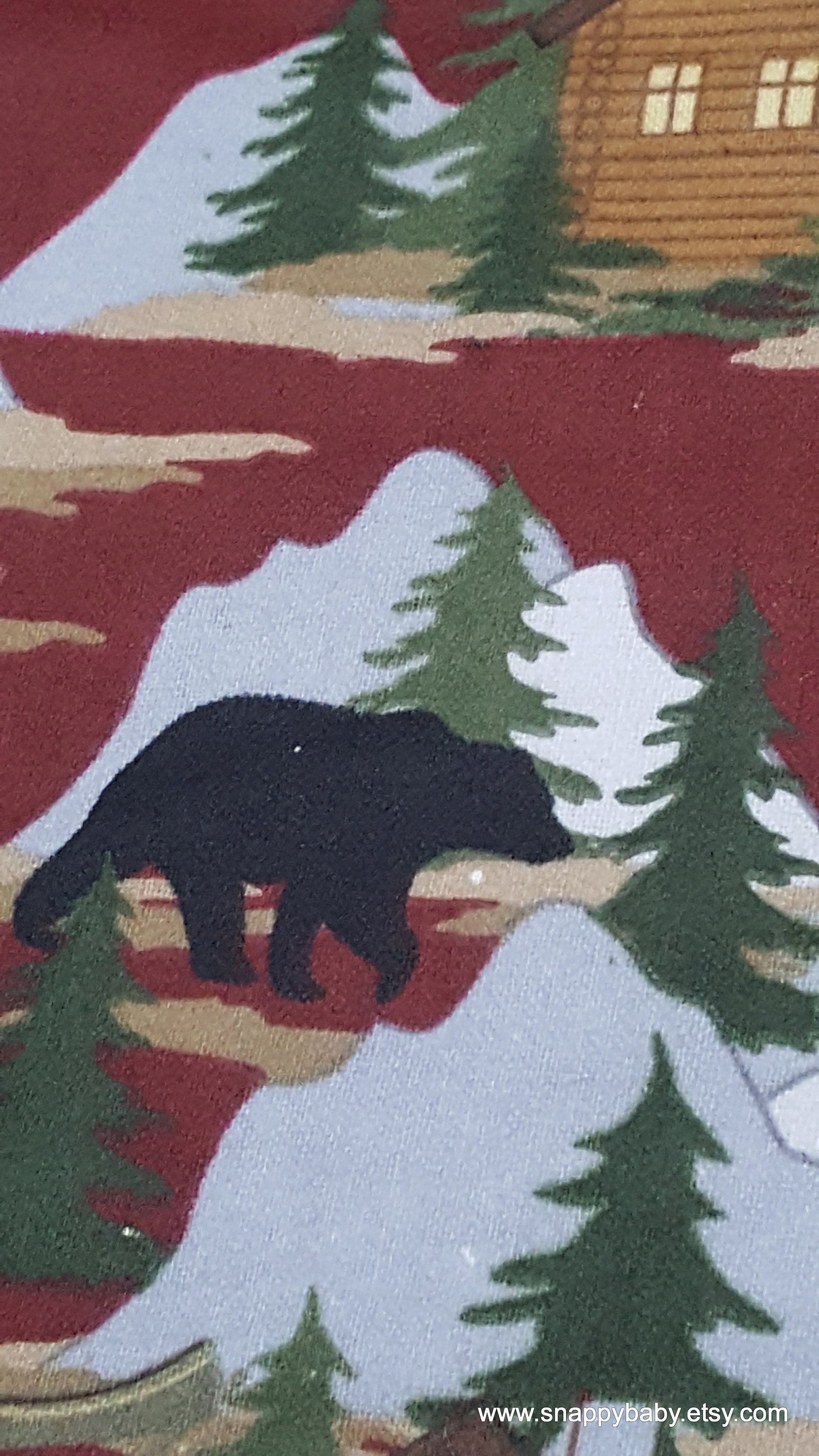 Flannel Fabric Cabin Scene Red by the Yard 100% Cotton - Etsy
