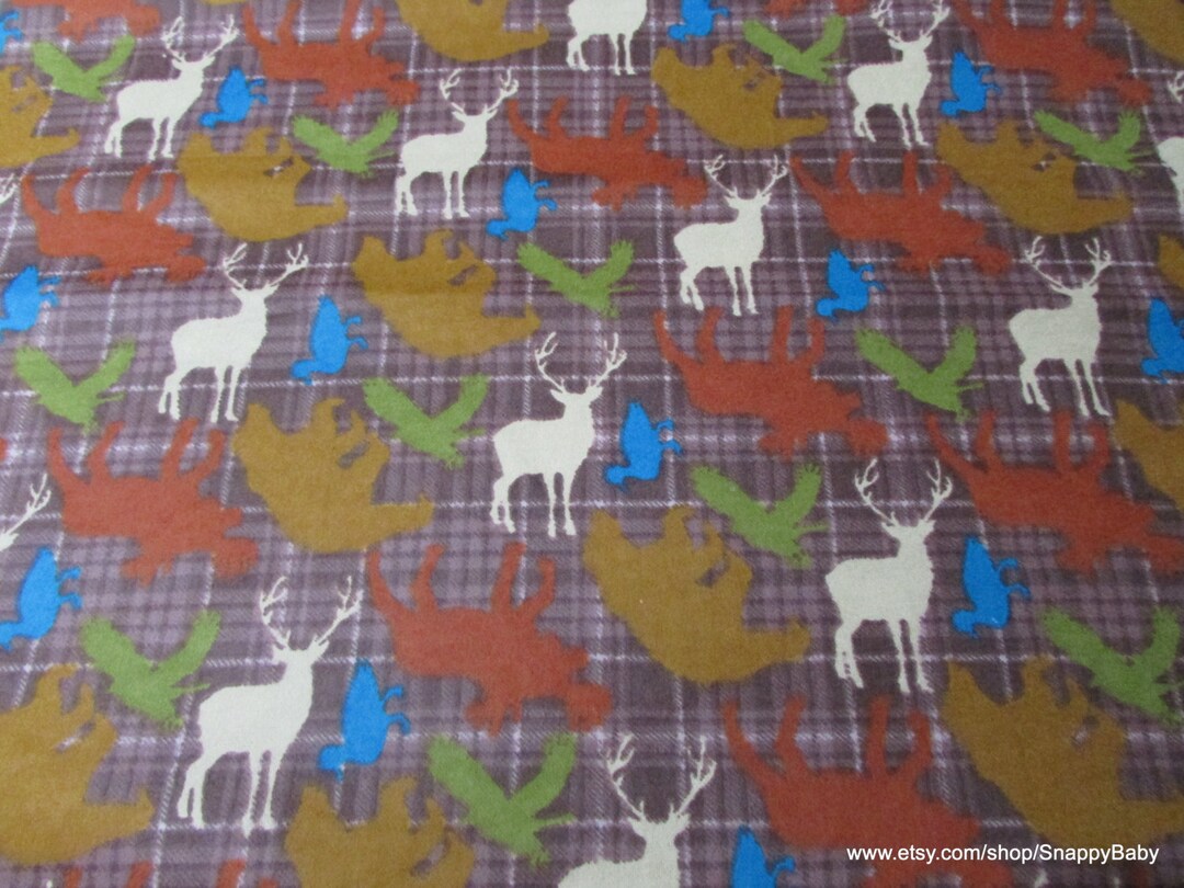 Flannel Fabric - Wilderness Animals Tossed Brown - by the Yard - 100% ...