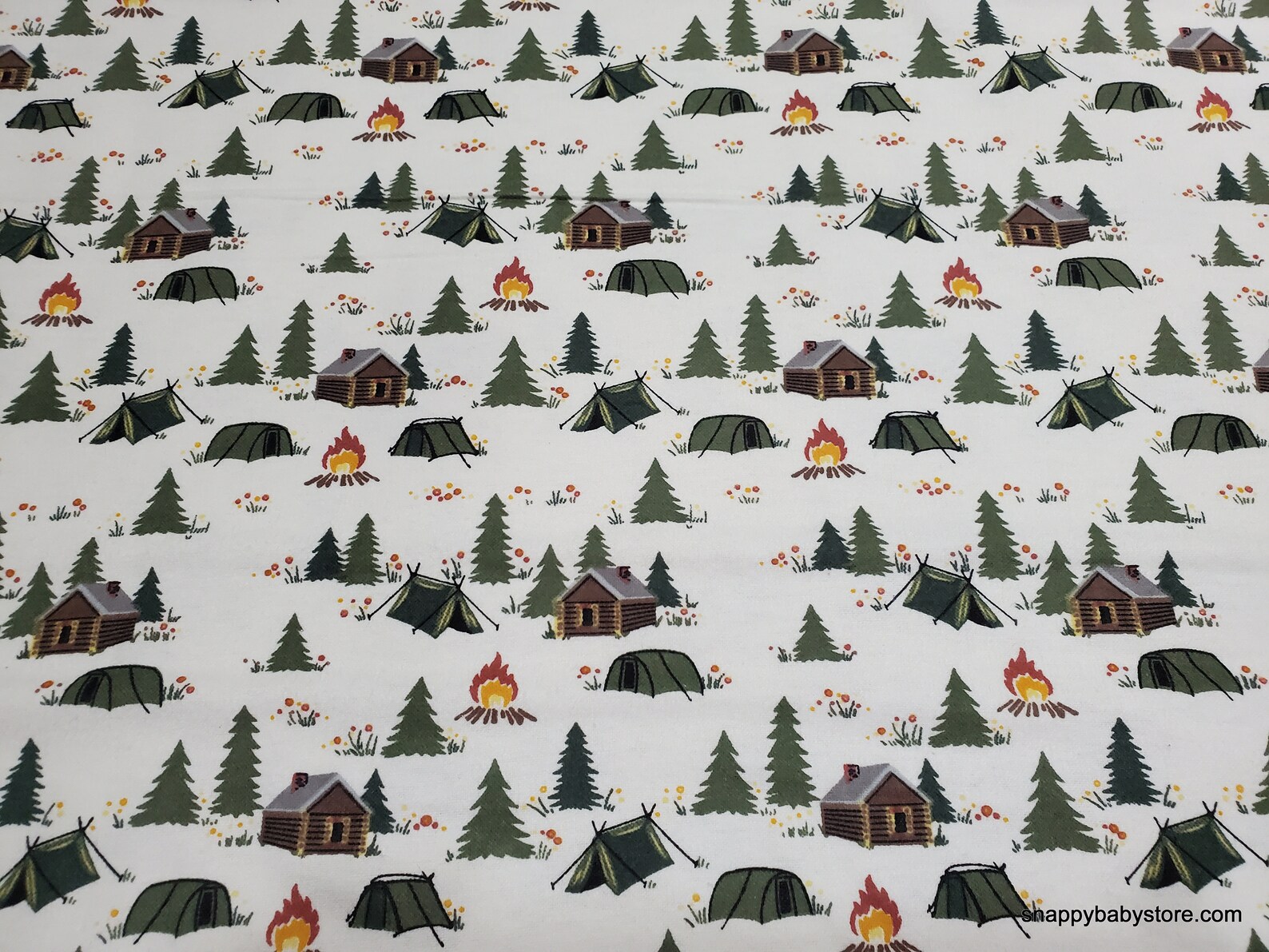 Flannel Fabric - Camping Tents Wilderness - by the Yard - 100% Cotton ...
