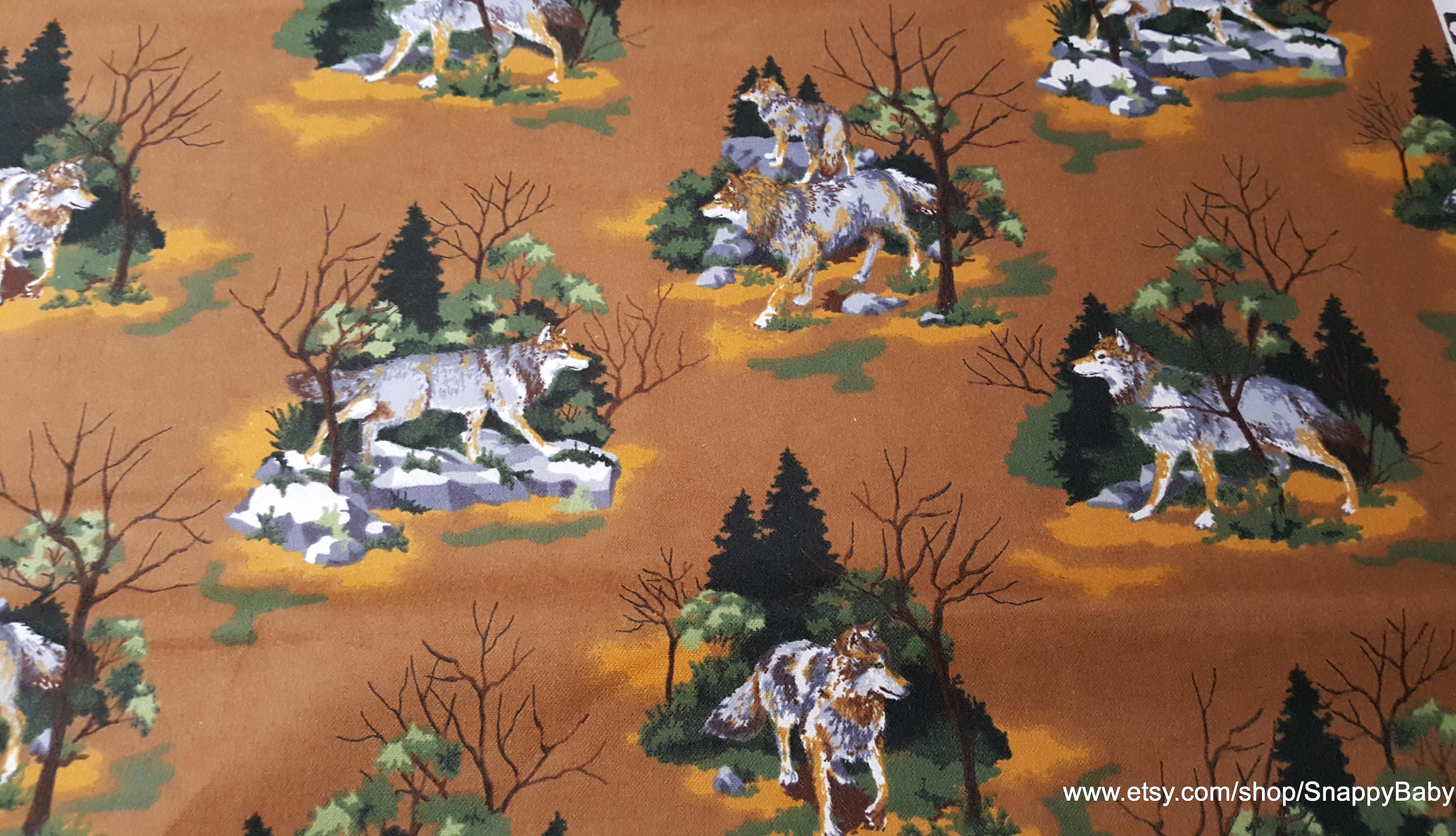 Flannel Fabric Wild Wolves By the yard 100% Cotton | Etsy