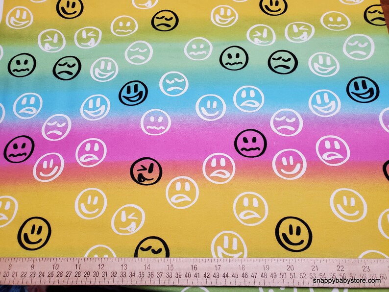 Flannel Fabric 90's Smiley Faces by the Yard 100% - Etsy