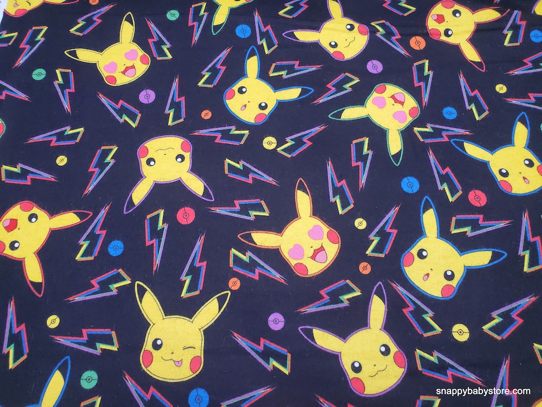 Character Flannel Fabric - Pokemon Pikachu Lightning Bolt Rainbow - by ...