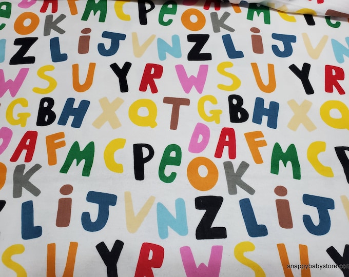 Flannel Fabric - Alphabet Letters Tossed - by the Yard - 100% Cotton ...