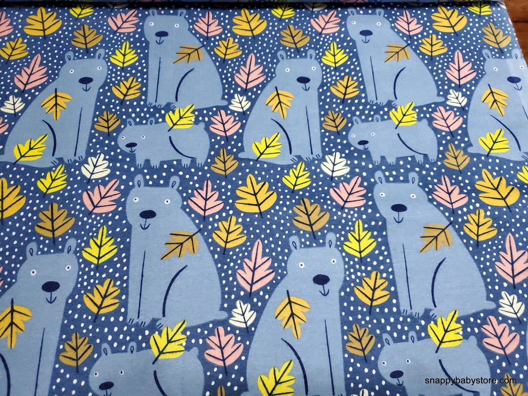 Flannel Fabric - Fall Foliage Bears - by the Yard - 100% Cotton Flannel ...