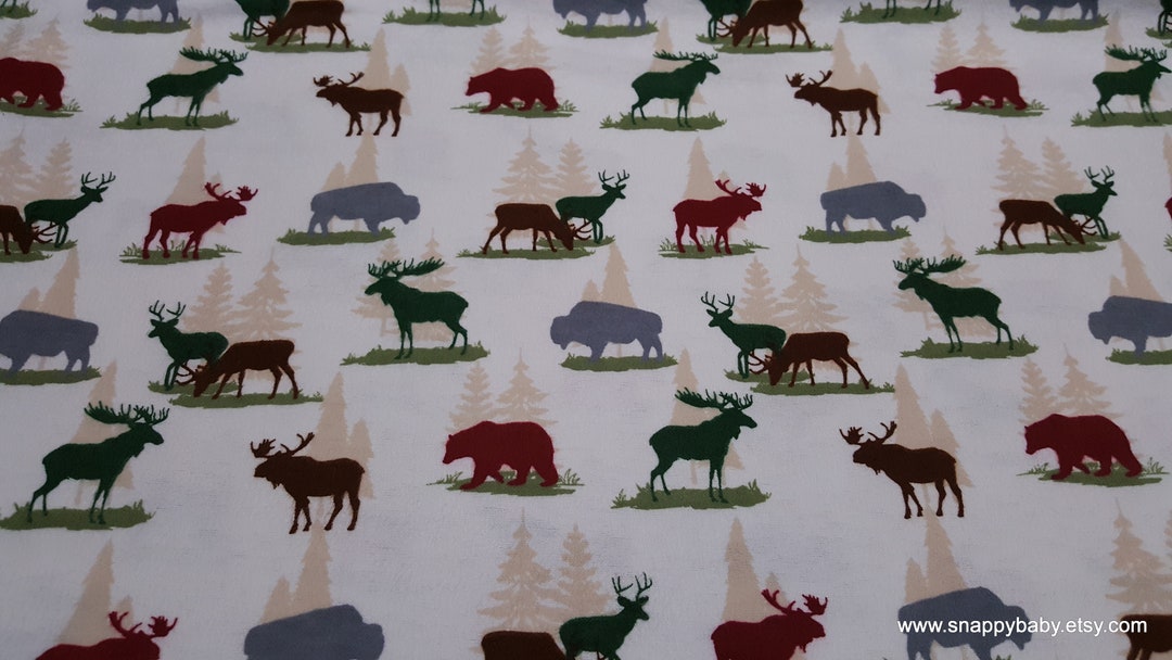 Flannel Fabric - Bear Stag Cream - by the Yard - 100% Cotton Flannel - Etsy