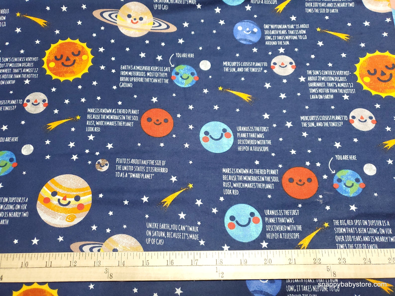 Flannel Fabric - Space Facts - by the Yard - 100% Cotton Flannel - Etsy
