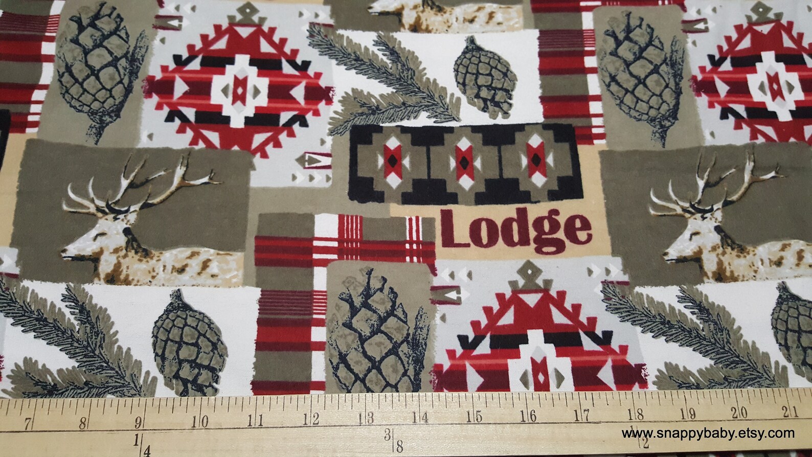 Flannel Fabric Red Aztec Lodge Patch by the Yard 100% - Etsy