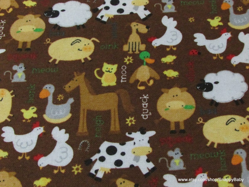 Flannel Fabric Farm Animals on Brown by the Yard 100% - Etsy