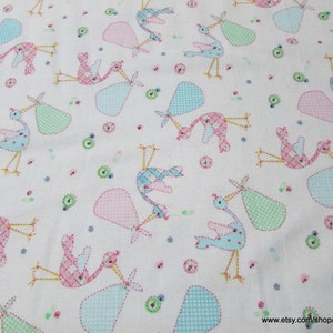 Flannel Fabric - Storks - by the Yard - 100% Cotton Flannel - Etsy
