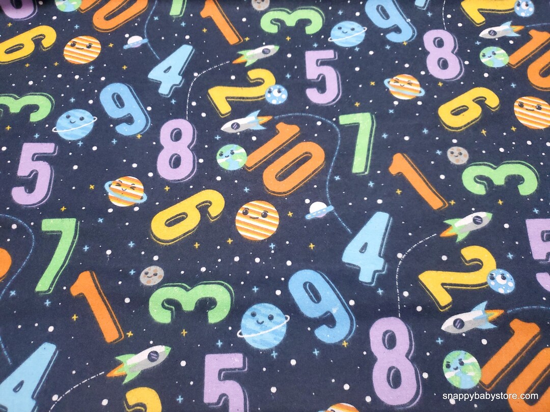 Flannel Fabric - Space Numbers - by the Yard - 100% Cotton Flannel - Etsy