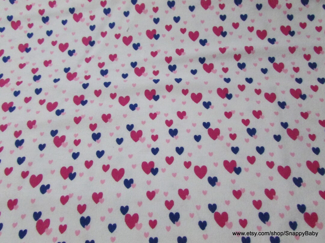 Flannel Fabric - Floating Hearts on White - by the Yard - 100% Cotton ...