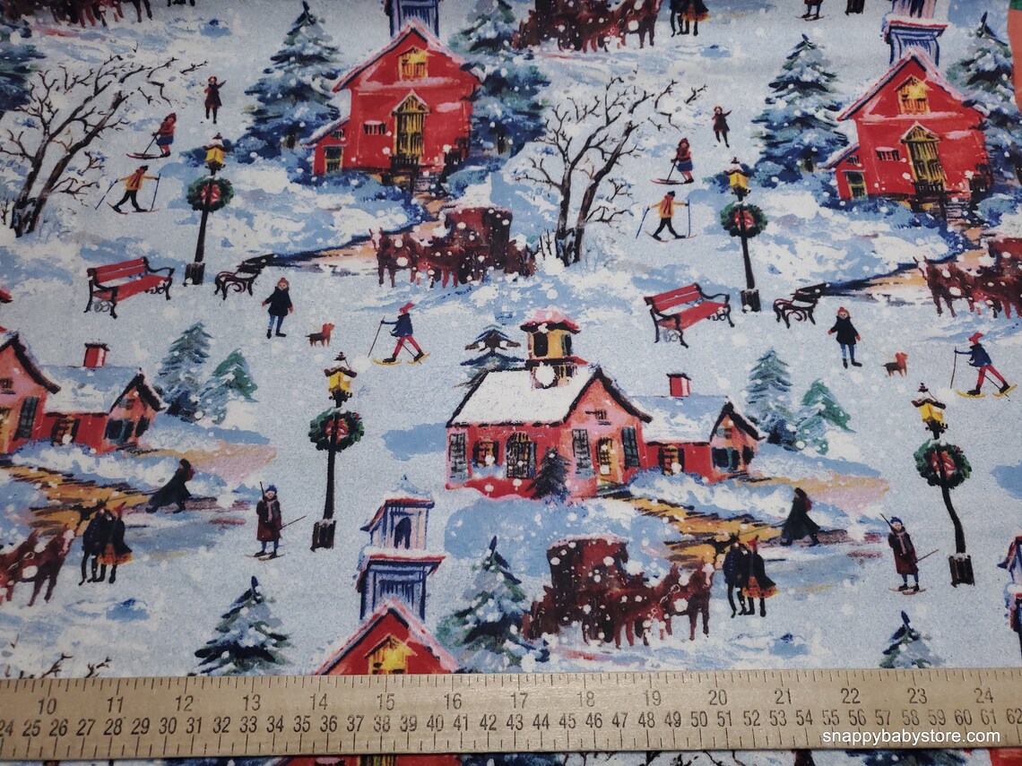 Christmas Flannel Fabric Holiday Scenic by the Yard 100% - Etsy