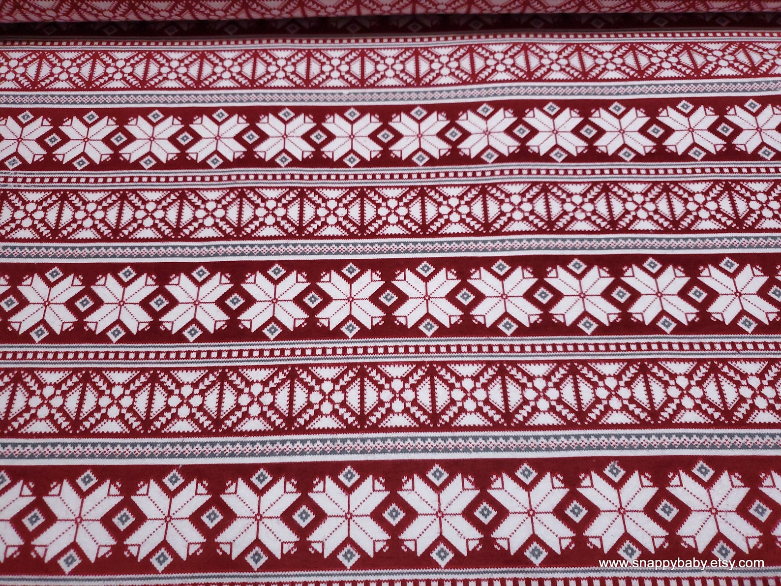Christmas Flannel Fabric - Red Fair Isle - by the Yard - 100% Cotton ...