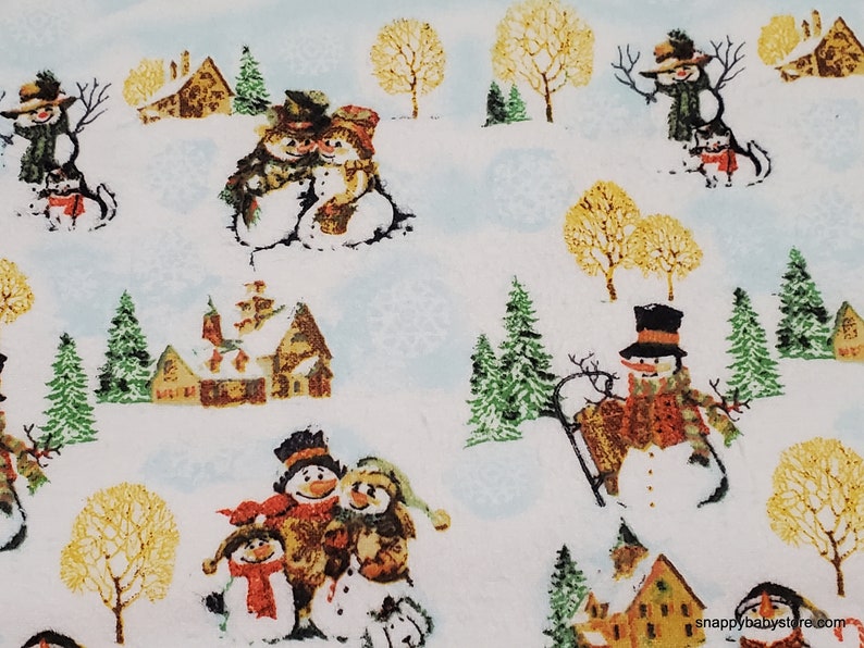 Christmas Flannel Fabric - Country Snowman - by the Yard - 100% Cotton ...