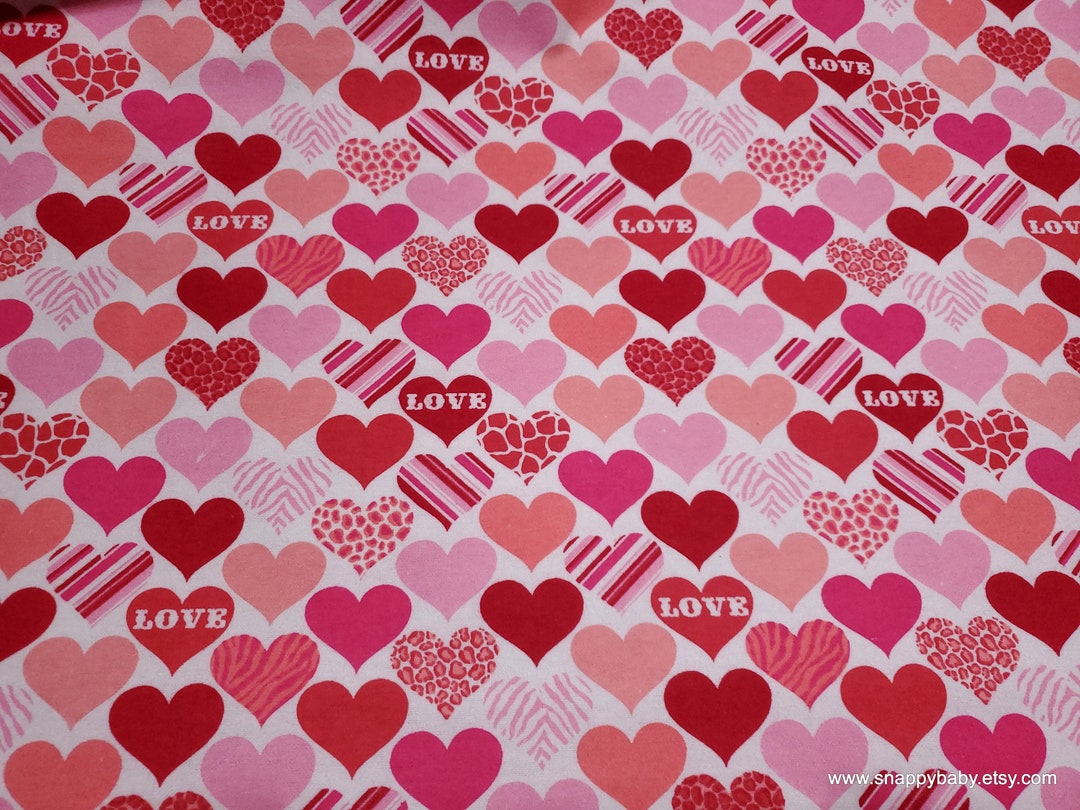 Flannel Fabric - Animal Print Hearts Love - by the Yard - 100% Cotton ...