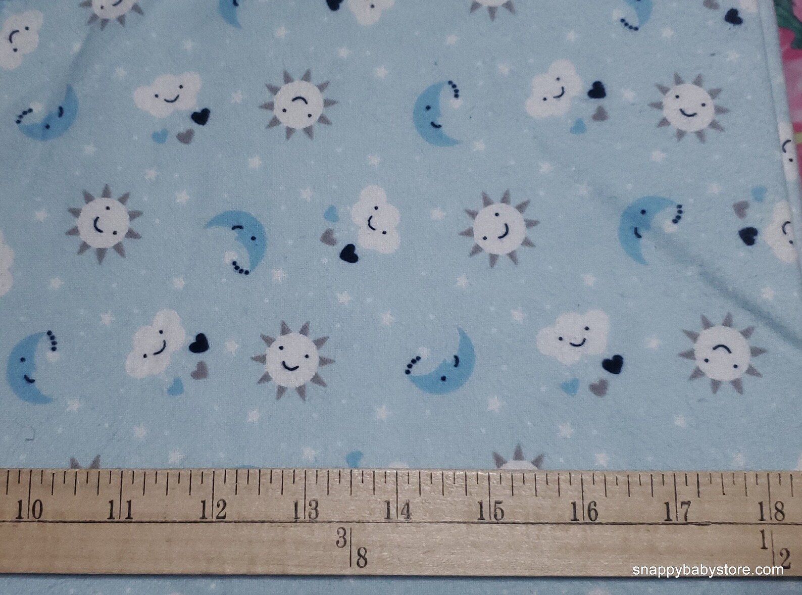 Flannel Fabric - Sun Cloud Stars Moon - by the Yard - 100% Cotton ...