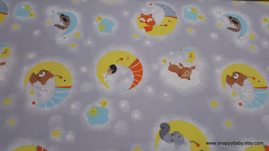 Flannel Fabric - Happy Moon Animals - by the Yard - 100% Cotton Flannel ...
