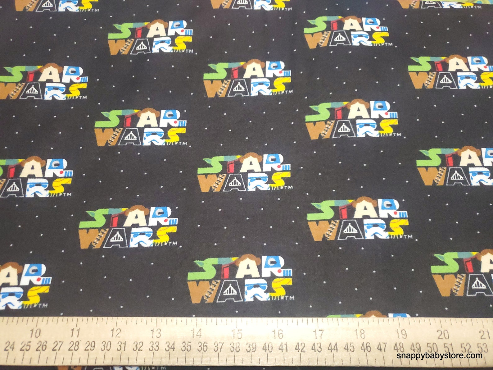 Character Flannel Fabric Star Wars Logo Character on Black | Etsy