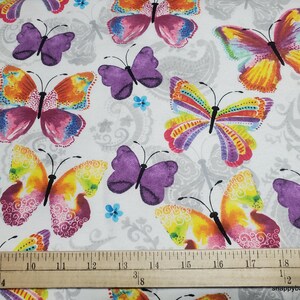 Flannel Fabric - Paisley Watercolor Butterflies - by the Yard - 100% ...