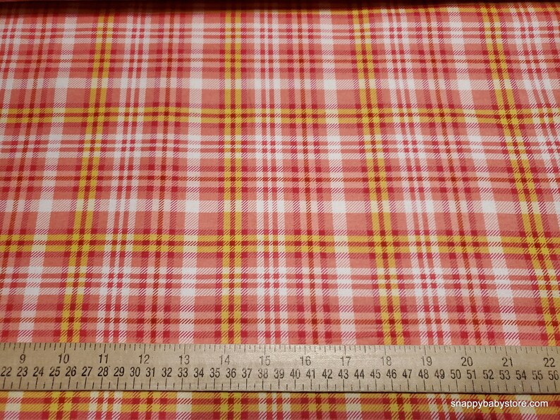 Flannel Fabric - Coral Multi Plaid - by the Yard - 100% Cotton Flannel ...
