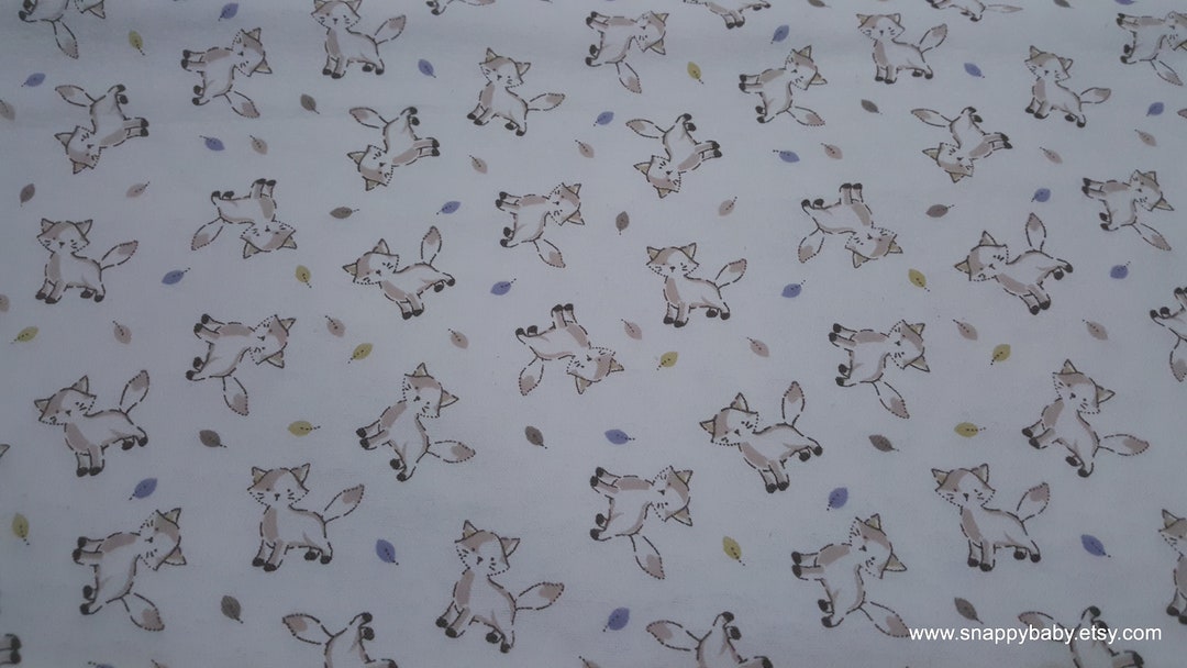Flannel Fabric - Baby Fox Tossed - by the Yard - 100% Cotton Flannel - Etsy
